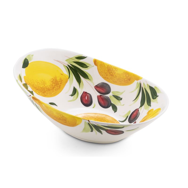 (30) ovale Schale Oliven-Zitronendekor bemalt 30x21, 26,00